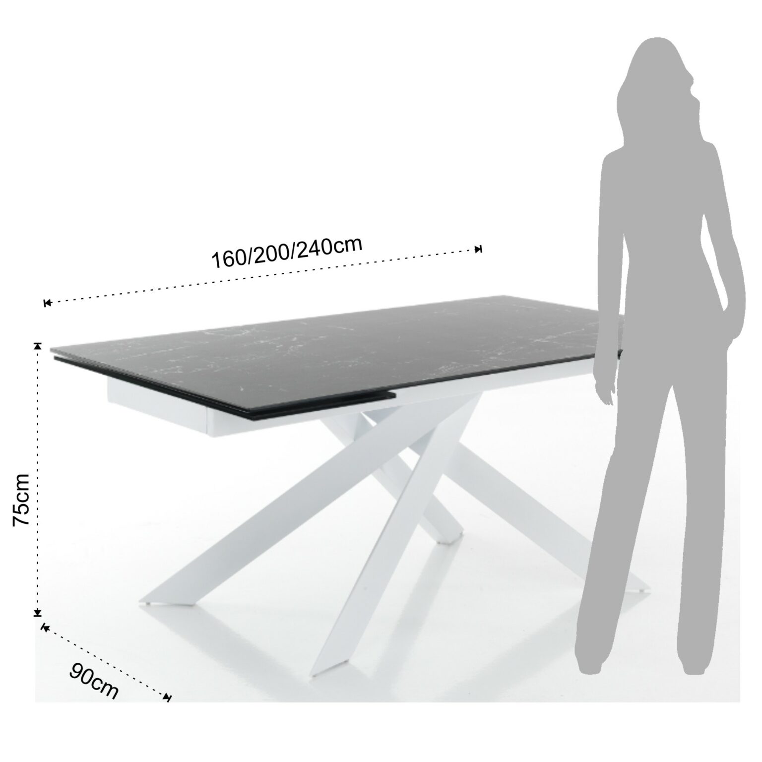 Tavolo Allungabile GIUKI Effetto Marmo Nero Opaco - Arredocasagmb.it